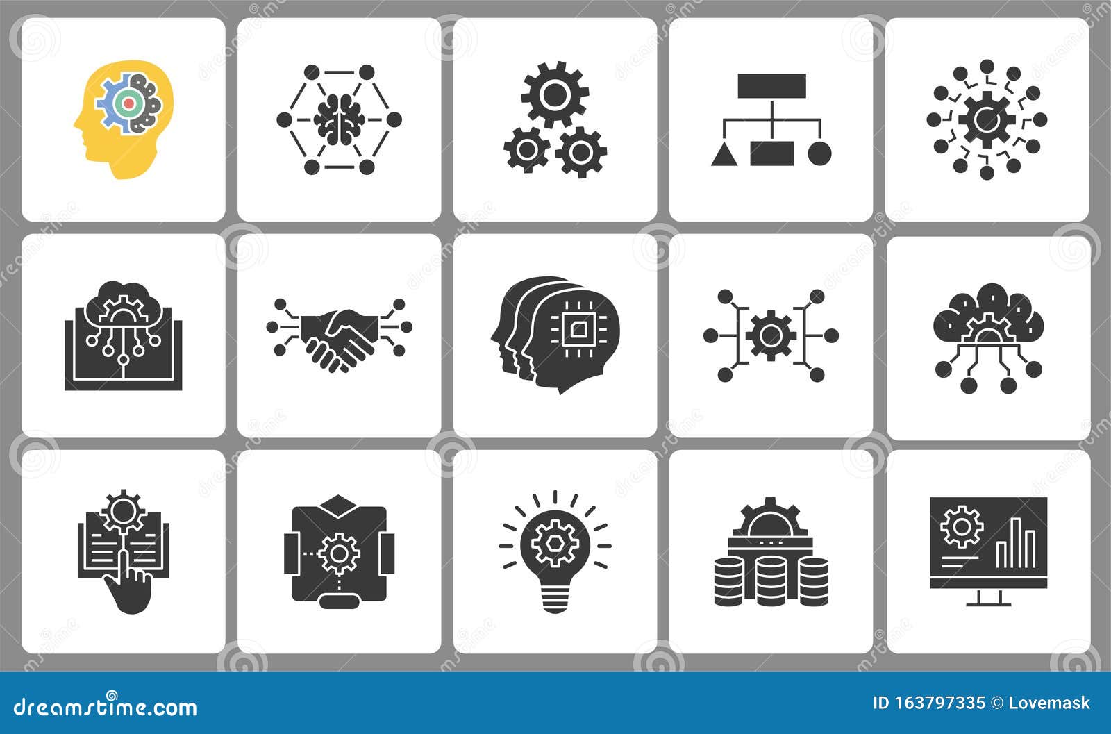 Machine Learning Icon Set. Illustrations Isolated on White Stock ...