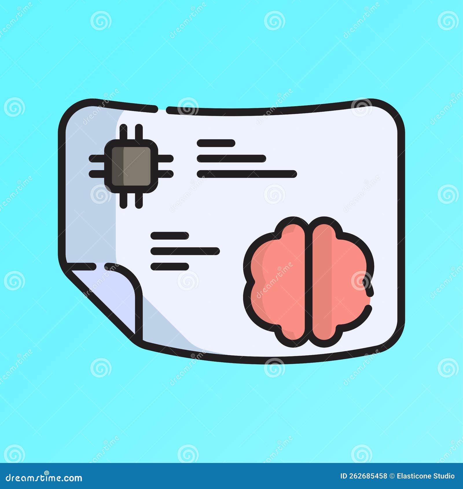 Machine Learning Icon Vector Illustration. Flat Outline Cartoon ...