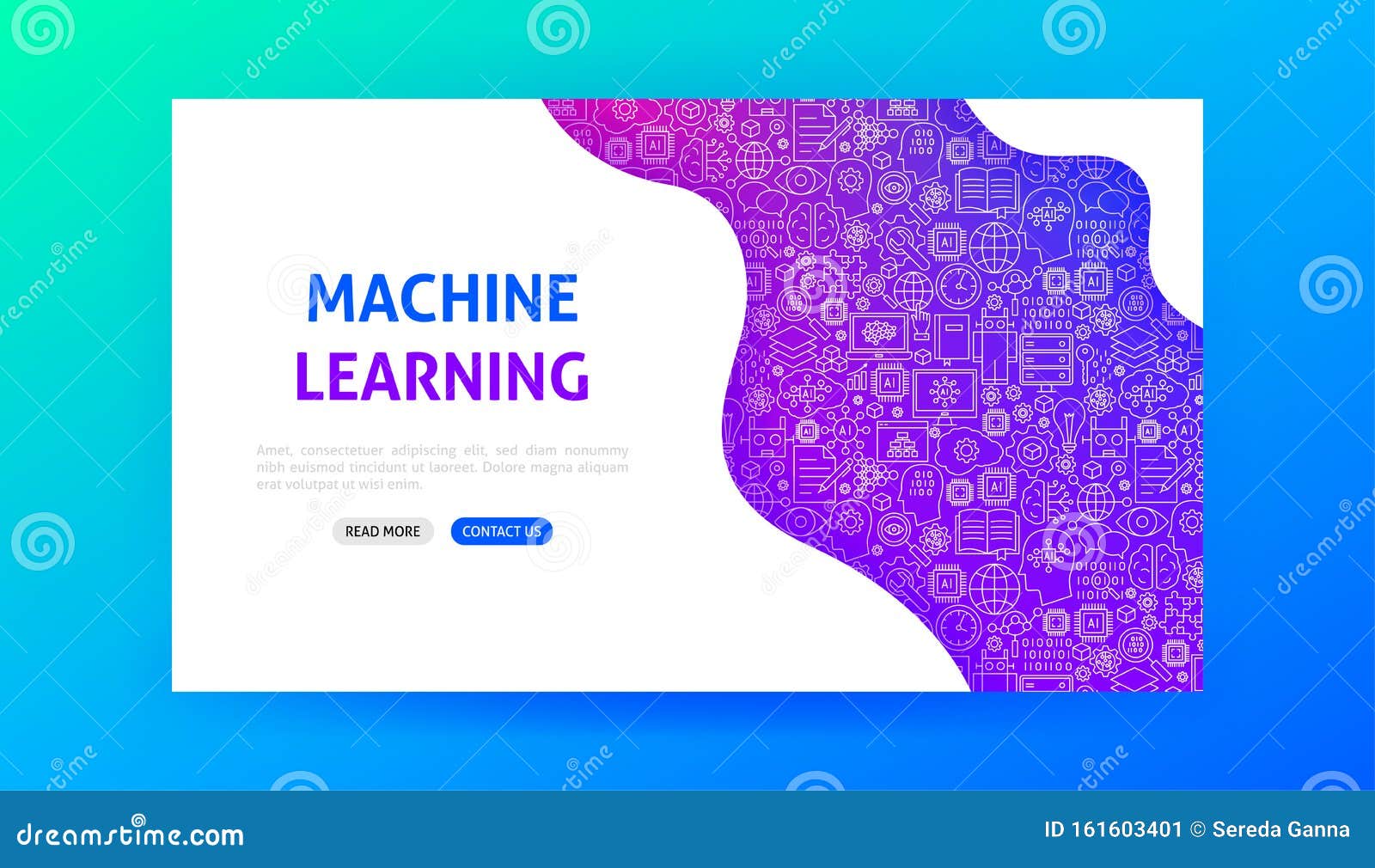 Machine Learning Landing Page Stock Vector - Illustration of icon ...
