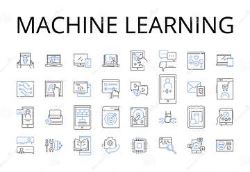 Machine Learning Line Icons Collection. Artificial Intelligence ...
