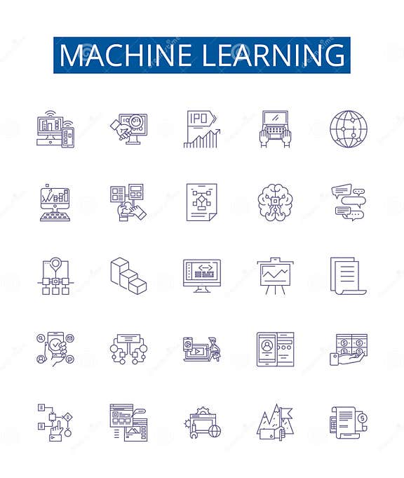 Machine Learning Line Icons Signs Set. Design Collection of Machine ...