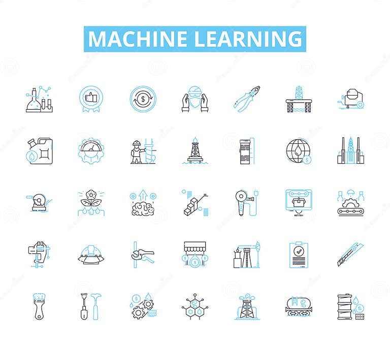 Machine Learning Linear Icons Set Algorithms Neural Nerks Prediction Deep Learning