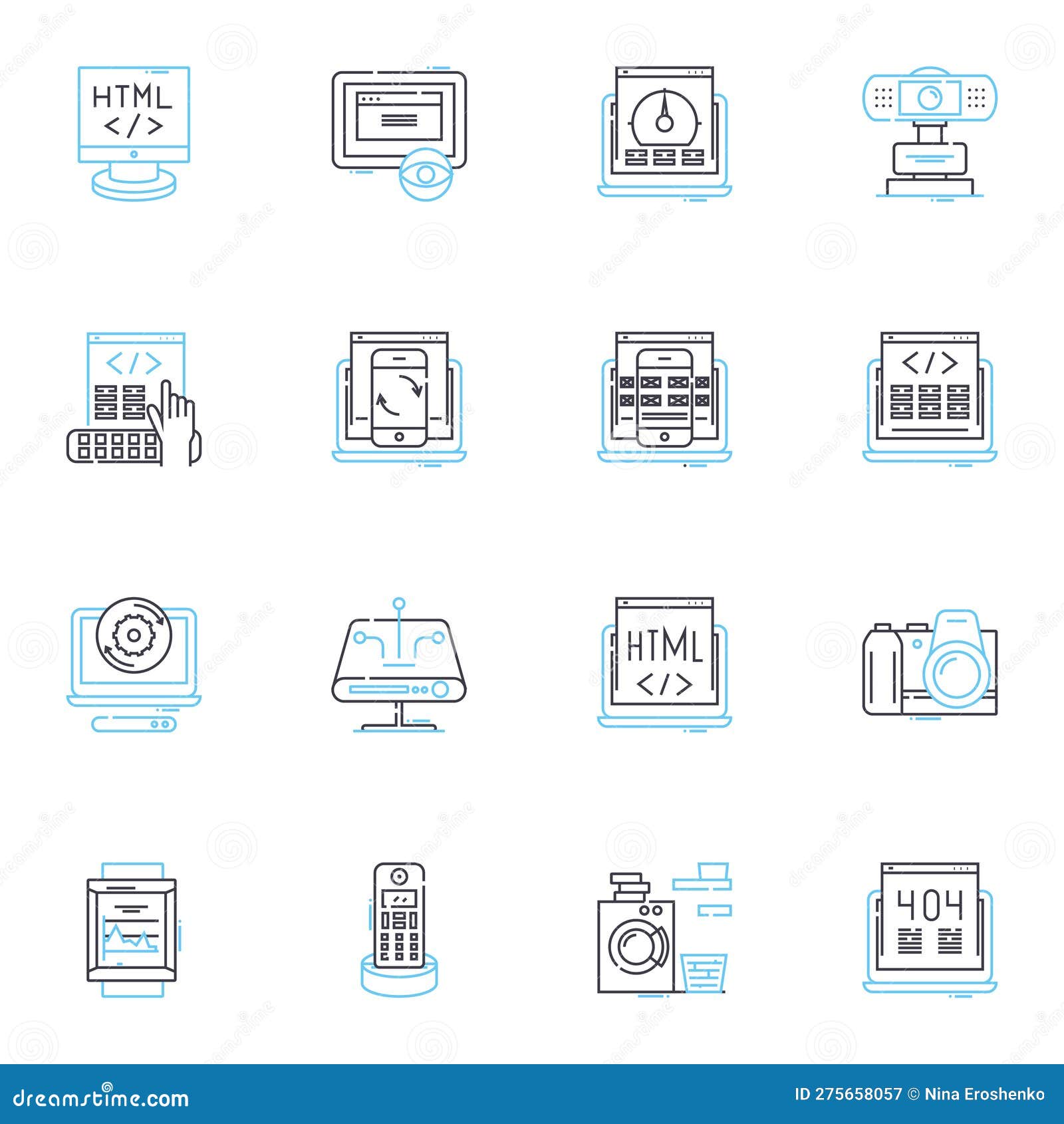 Machine Learning Linear Icons Set Neural Nerks Algorithms Artificial Intelligence Deep