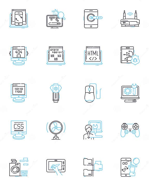 Machine Learning Linear Icons Set Neural Nerks Algorithms Artificial Intelligence Deep