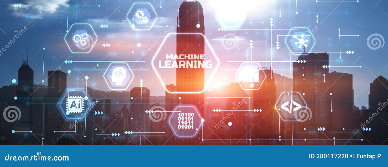 Machine Learning. New Technology 2023 City Background Stock ...