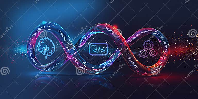 MLOps and DevOps Data Develope Operation Stock Illustration - Illustration of computer, process ...