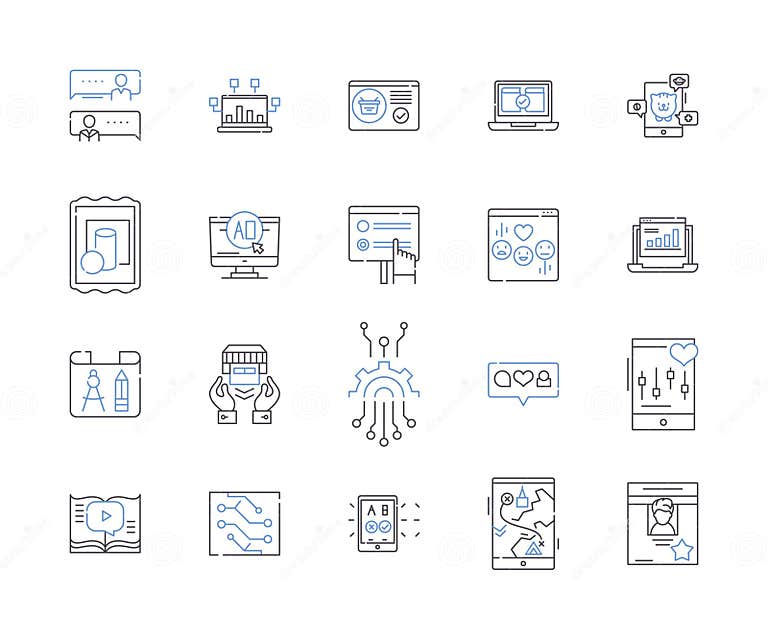Machine Learning Outline Icons Collection. Machine, Learning, AI, Neural, Networks, Algorithm ...