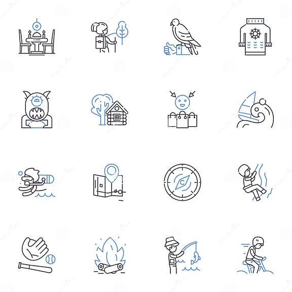 Machine Learning Line Icons Collection Algorithmic Automated