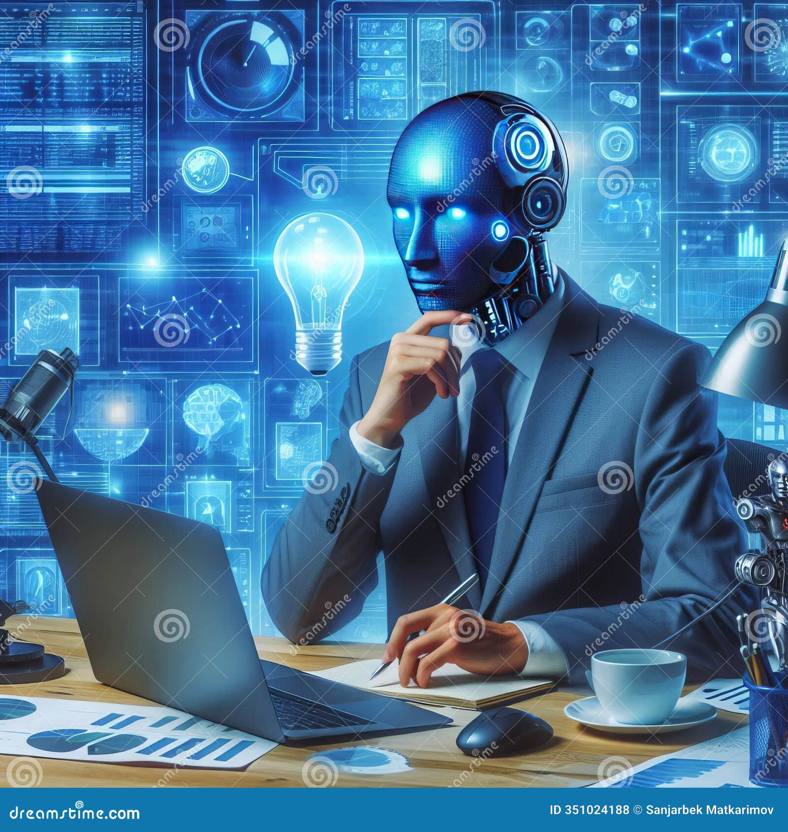 Machine Learning a Researcher Working on Machine Learning Techno Stock ...