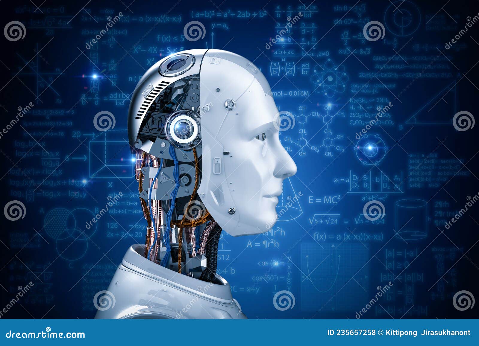 Machine Learning Robot with Education Hud Interface Stock Illustration ...