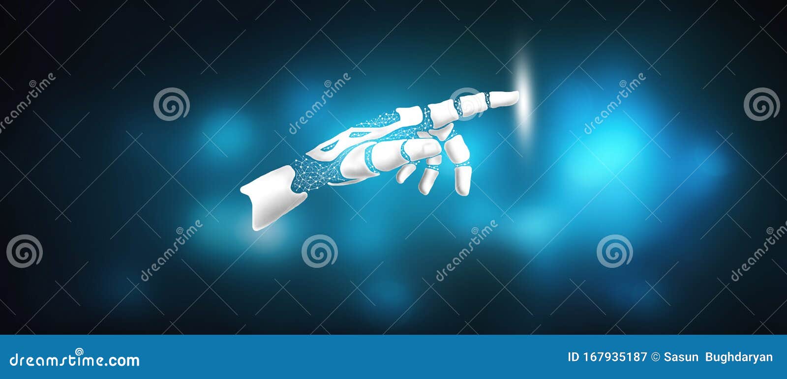 Machine Learning. Robot Hand Touching the Screen Stock Illustration ...