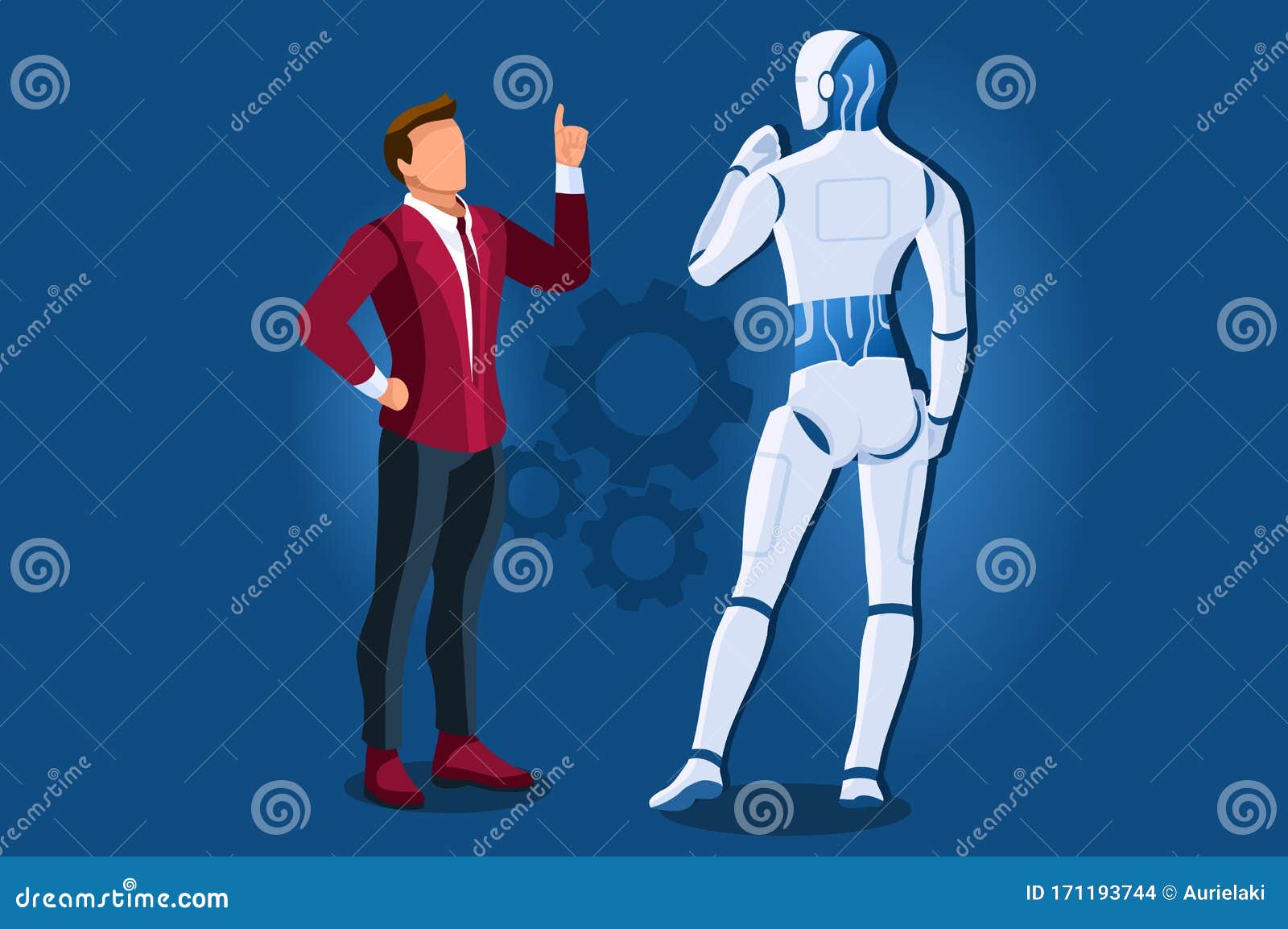 Machine Learning Robot Artificial Intelligent Machine Stock Vector ...