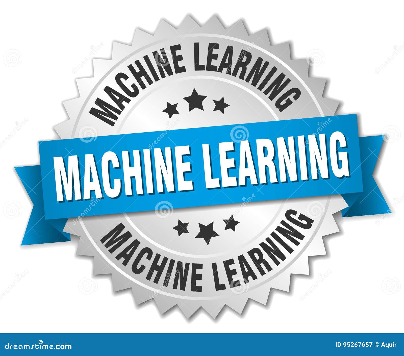 Machine Learning Round Silver Badge Stock Vector - Illustration of ...