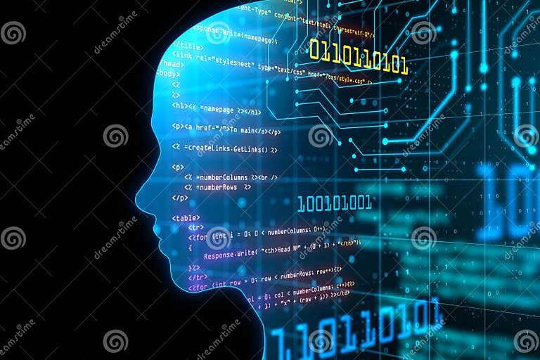 Machine Learning and Software Technologies Concept with Blue Shadow ...