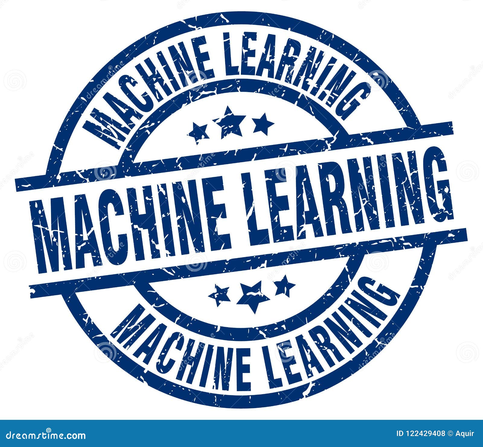 Machine learning stamp stock vector. Illustration of blue - 122429408