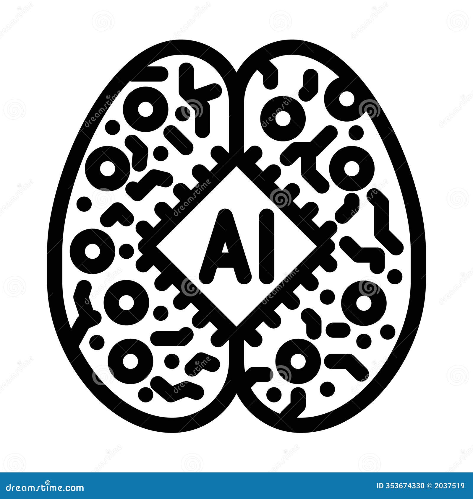Machine Learning Symbol Line Icon Vector Illustration Stock ...