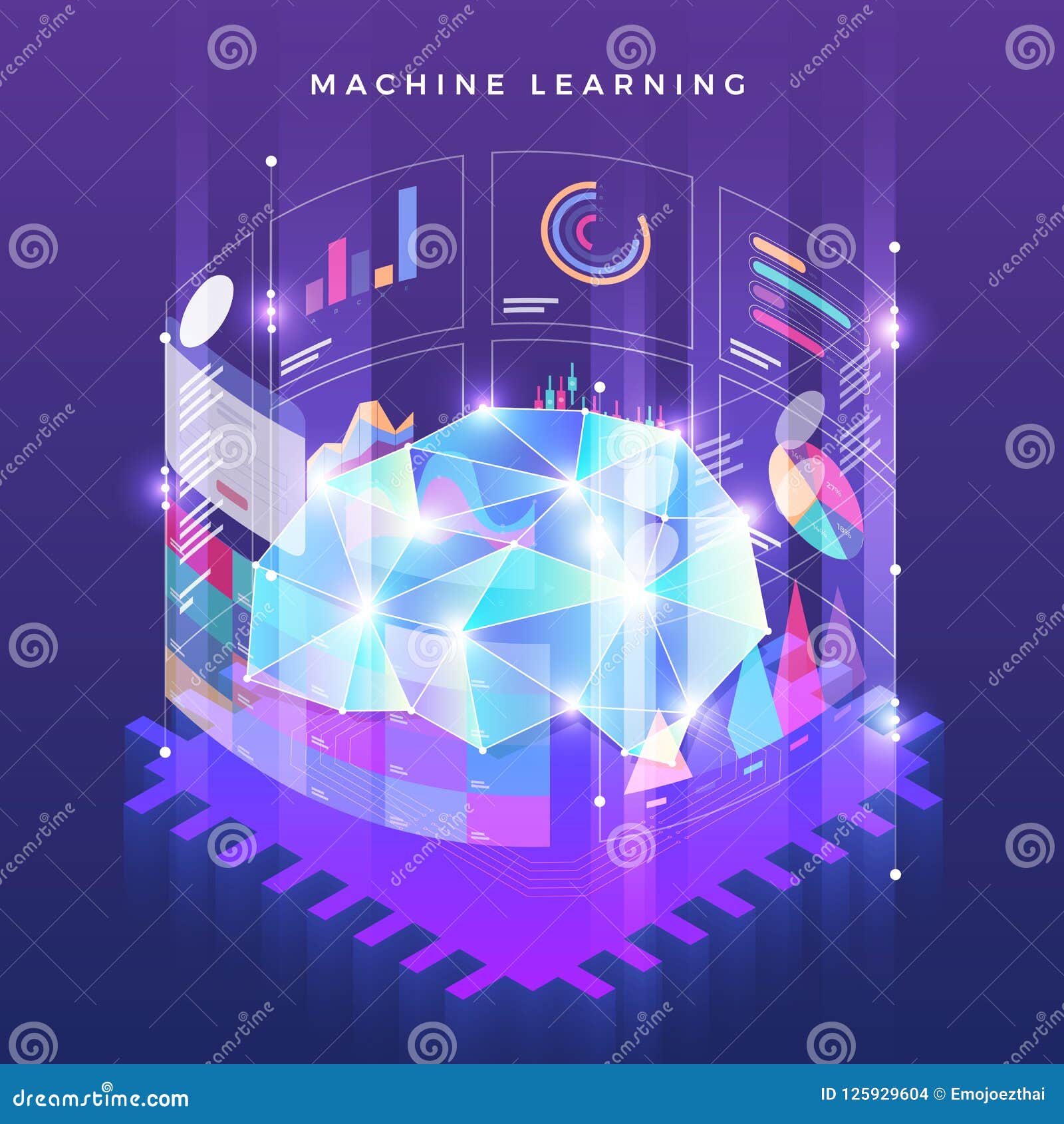 Machine Learning Technology Stock Vector - Illustration of futuristic ...