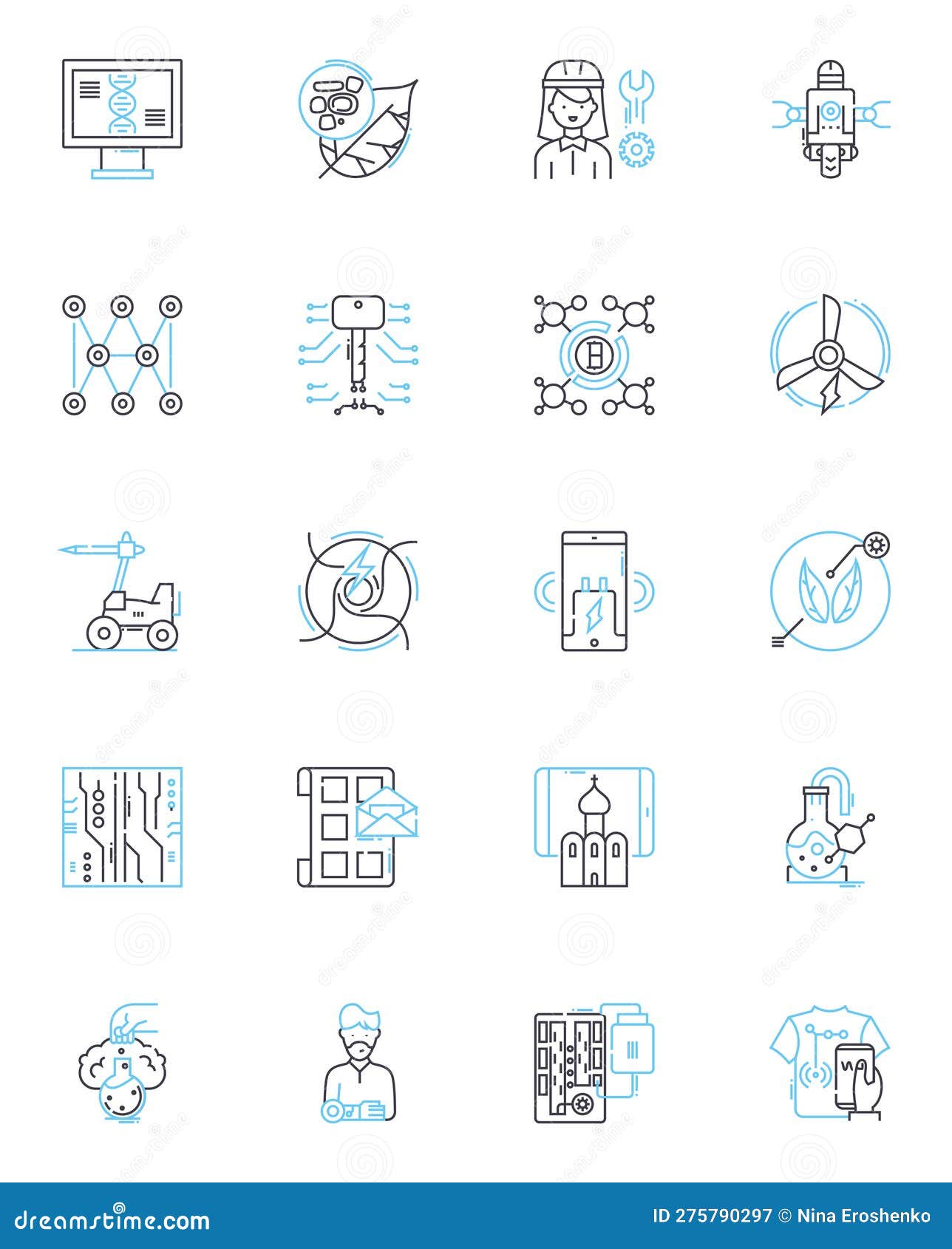 Machine Learning Technology Linear Icons Set. Algorithms, Predictions, Data, Automation, Neural ...