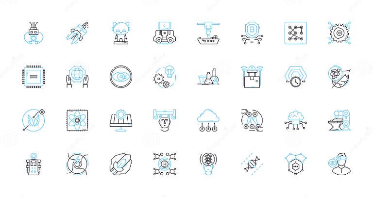 Machine Learning Technology Linear Icons Set. Algorithms, Predictions ...