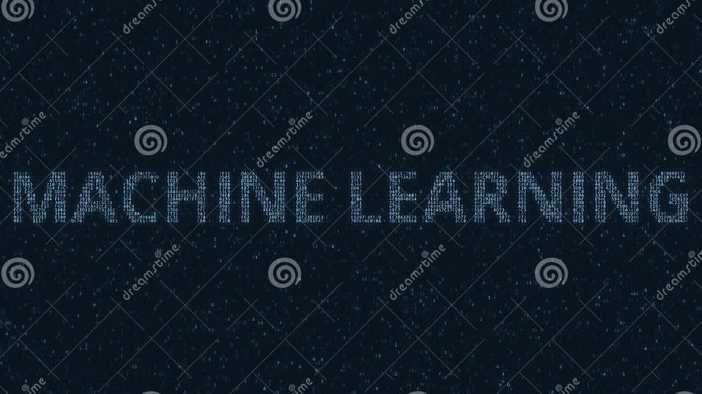 MACHINE LEARNING Text Consisting of Many Symbols on Computer Monitor. 3d Rendering Stock ...
