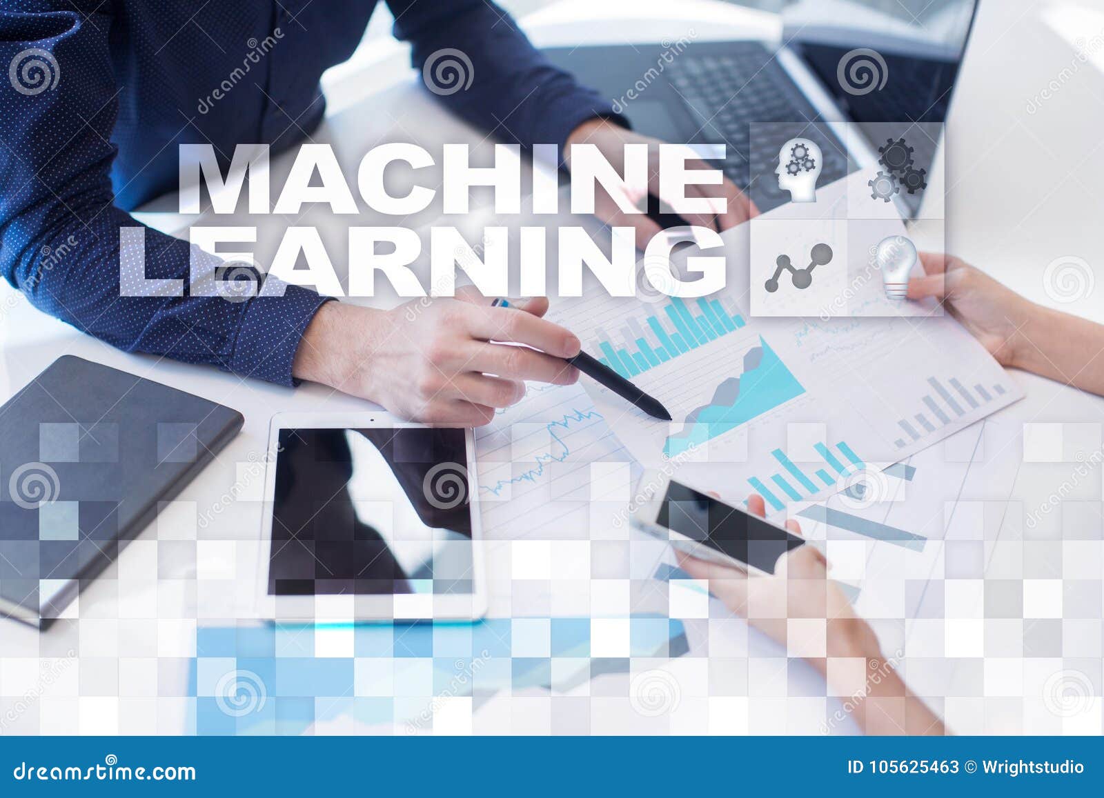 Machine Learning. Text and Icons on Virtual Screen Stock Image - Image ...