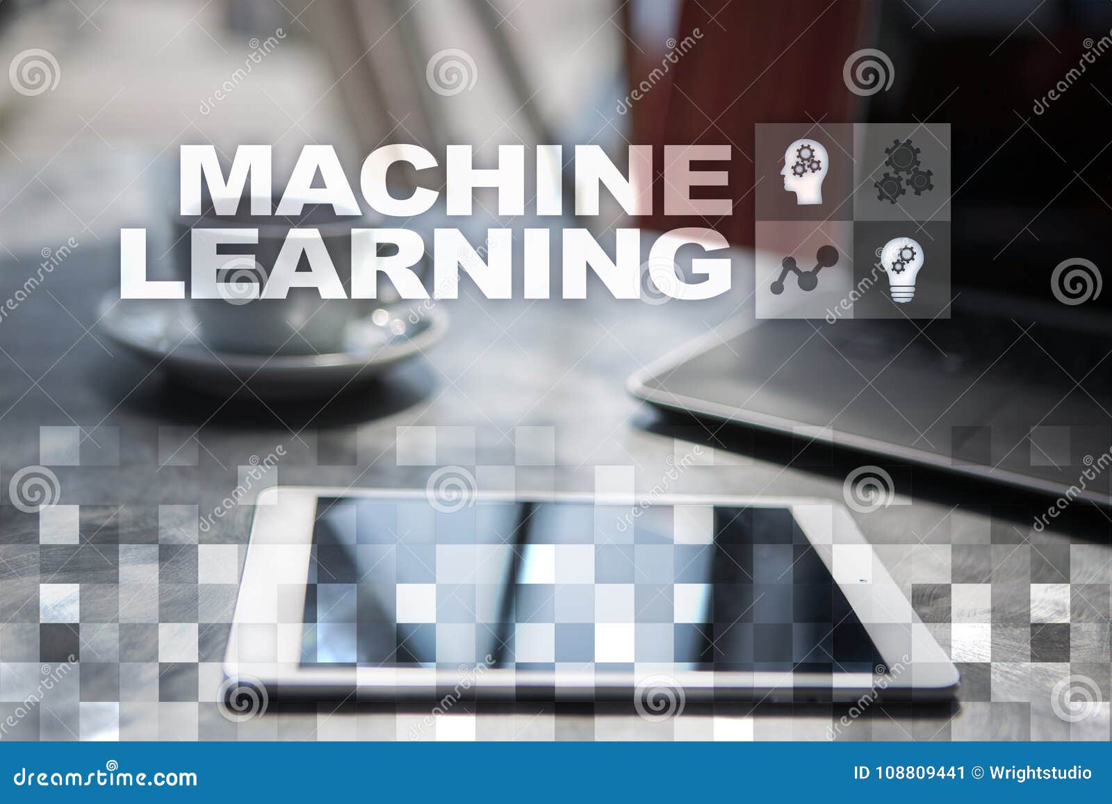 Machine Learning. Text and Icons on Virtual Screen. Business, Internet ...