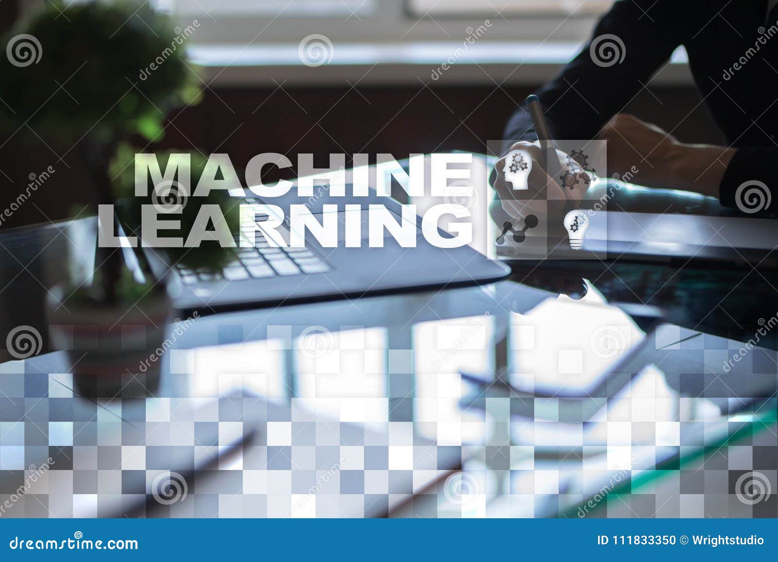 Machine Learning. Text and Icons on Virtual Screen. Business, Internet ...