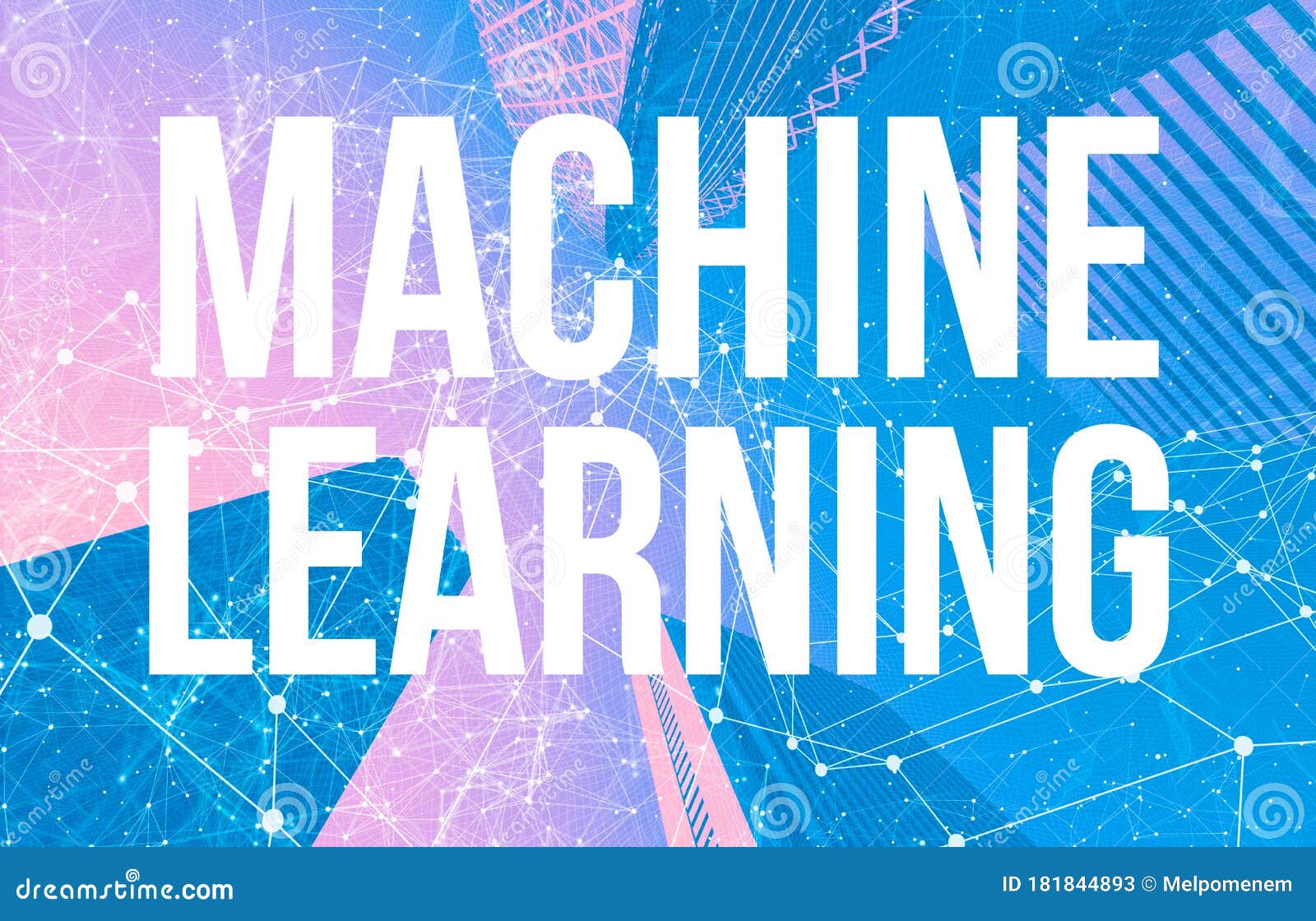 Machine Learning Theme with Abstract Patterns and Skyscrapers Stock ...