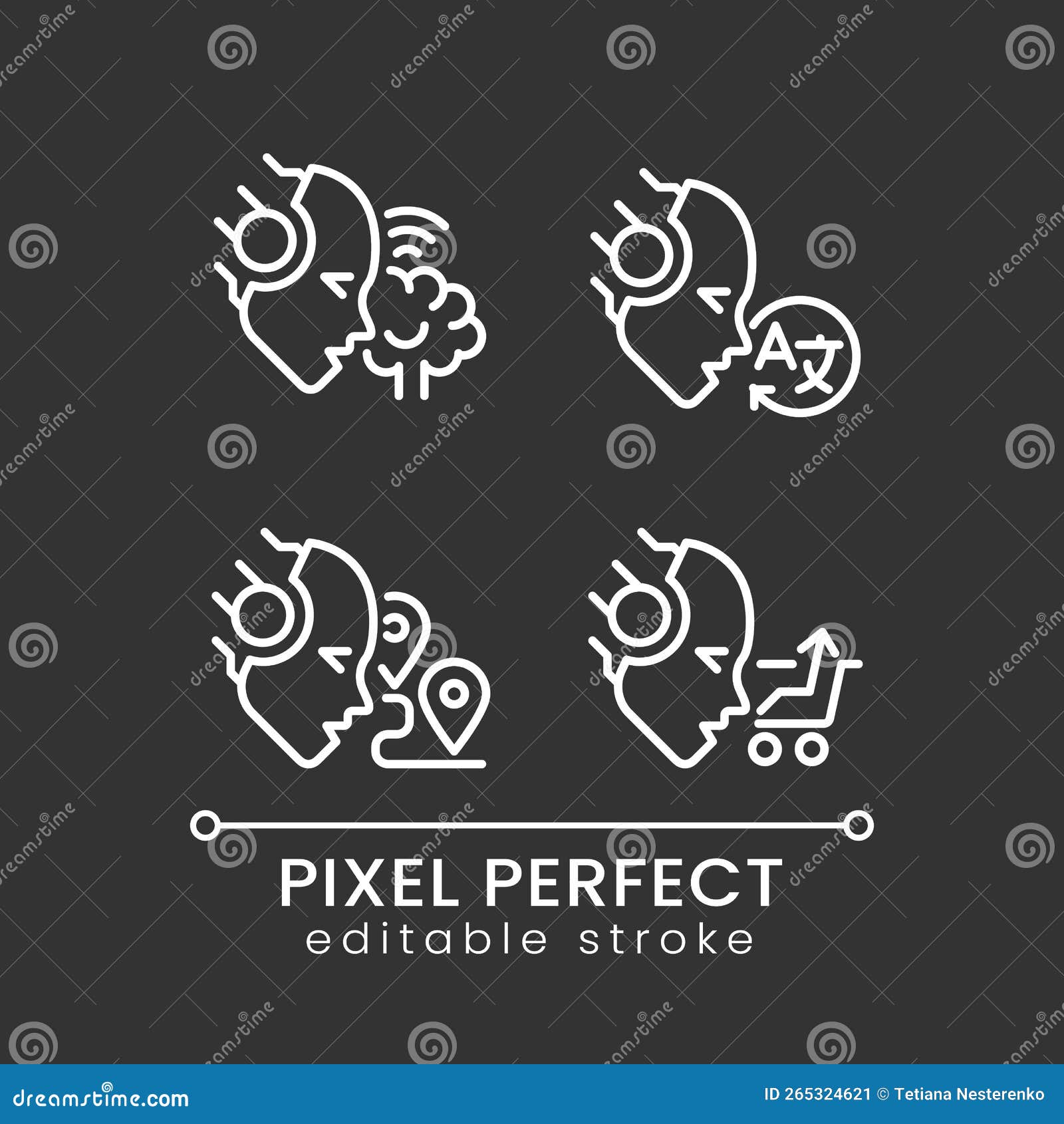 Machine Learning Usage Pixel Perfect White Linear Icons Set for Dark ...