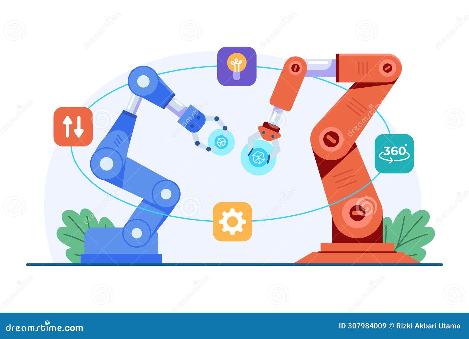 Machine Learning Vector Illustration. Automation of Production Process ...