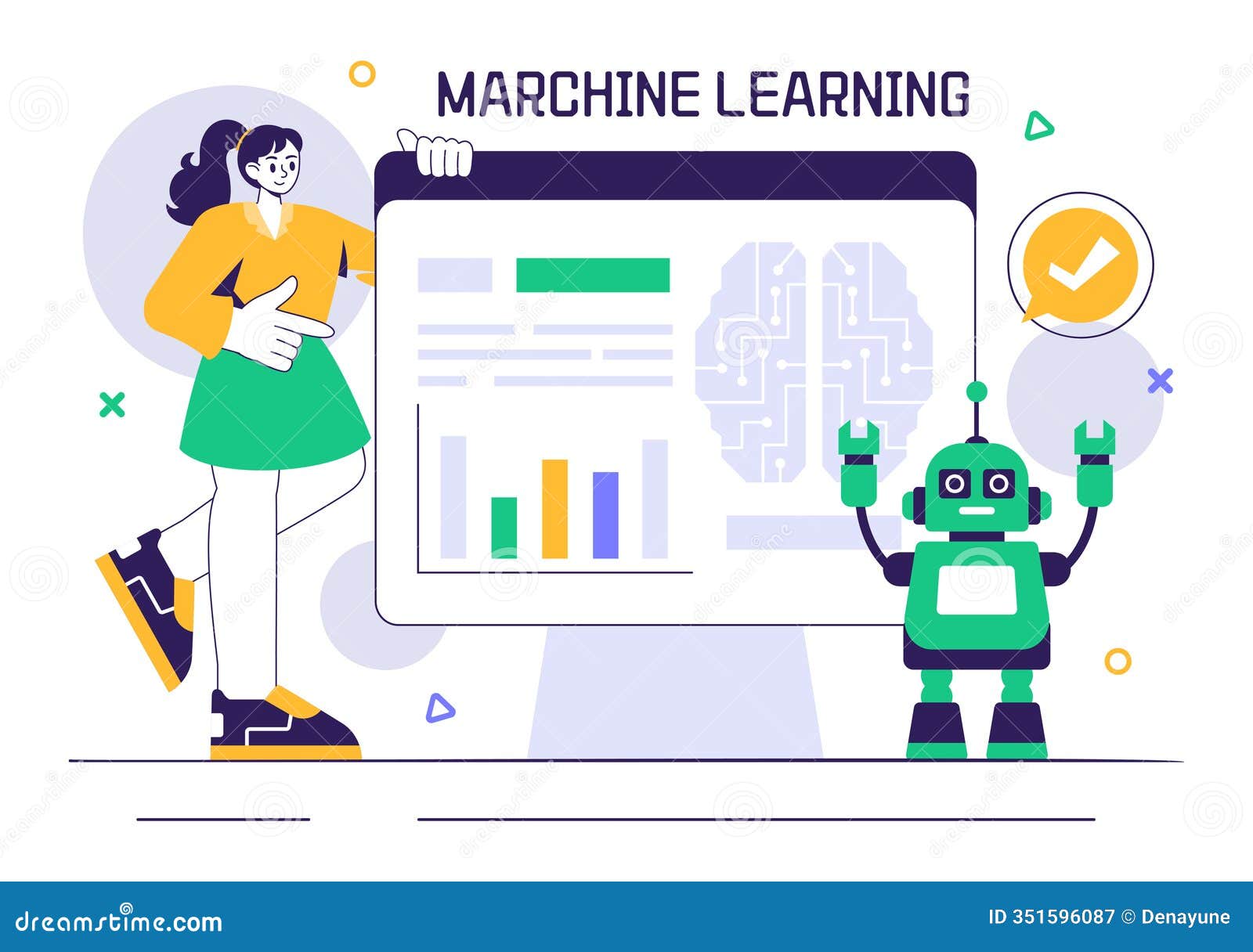 Machine Learning Vector Illustration Featuring Artificial Intelligence Jobs, Scientists Working ...