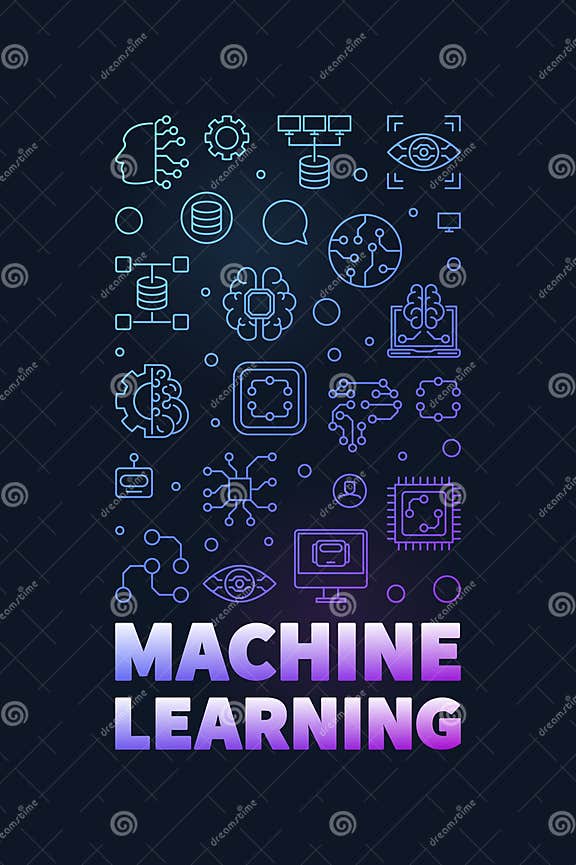 Machine Learning Vertical Colored Banner in Thin Line Style - ML ...