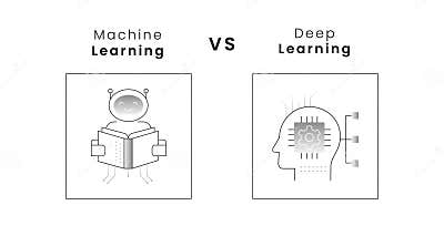 Machine Learning Vs Deep Learning Vector Diagram with Editable Stroke ...