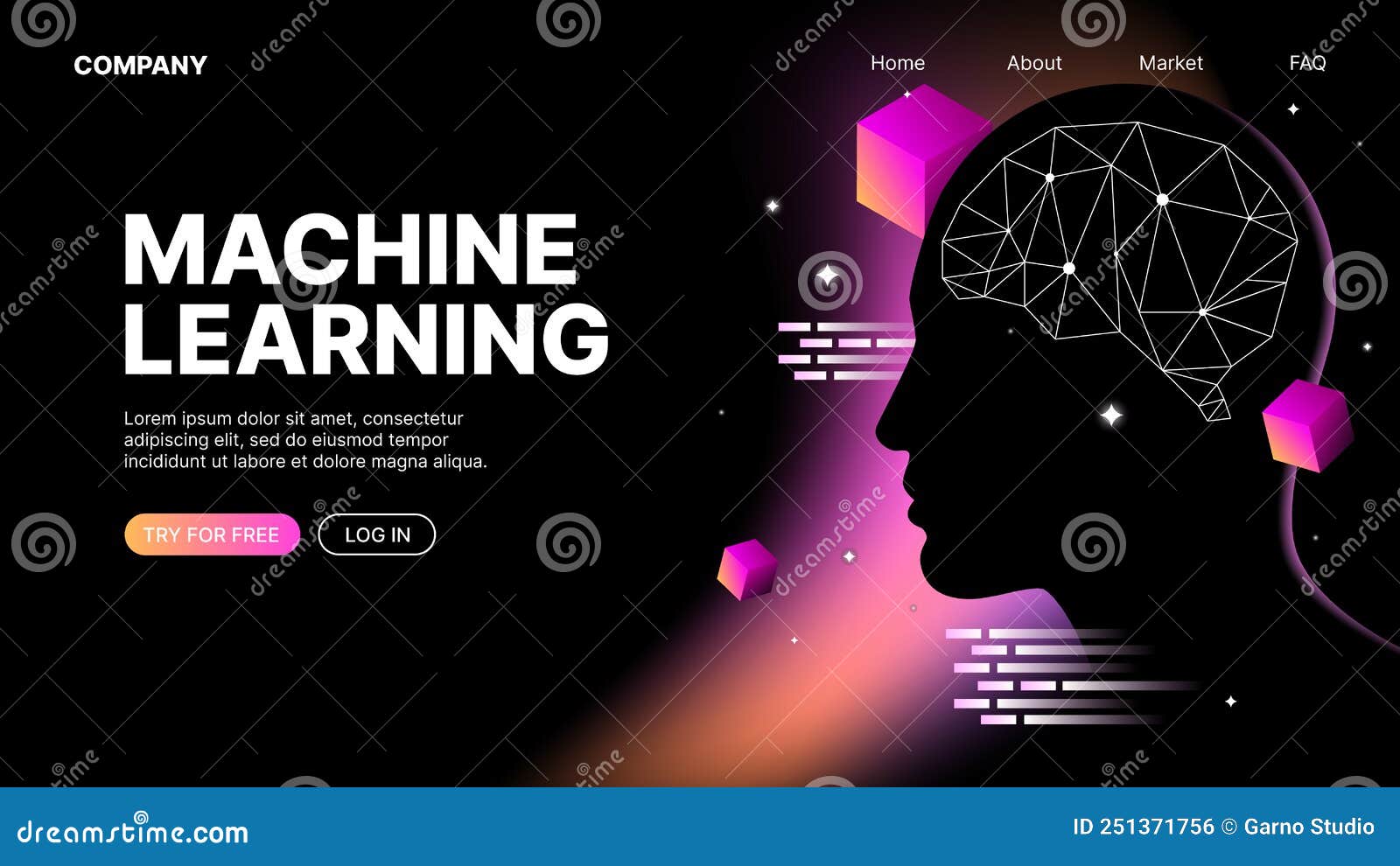 Machine Learning Web Landing Page Template Stock Vector - Illustration ...