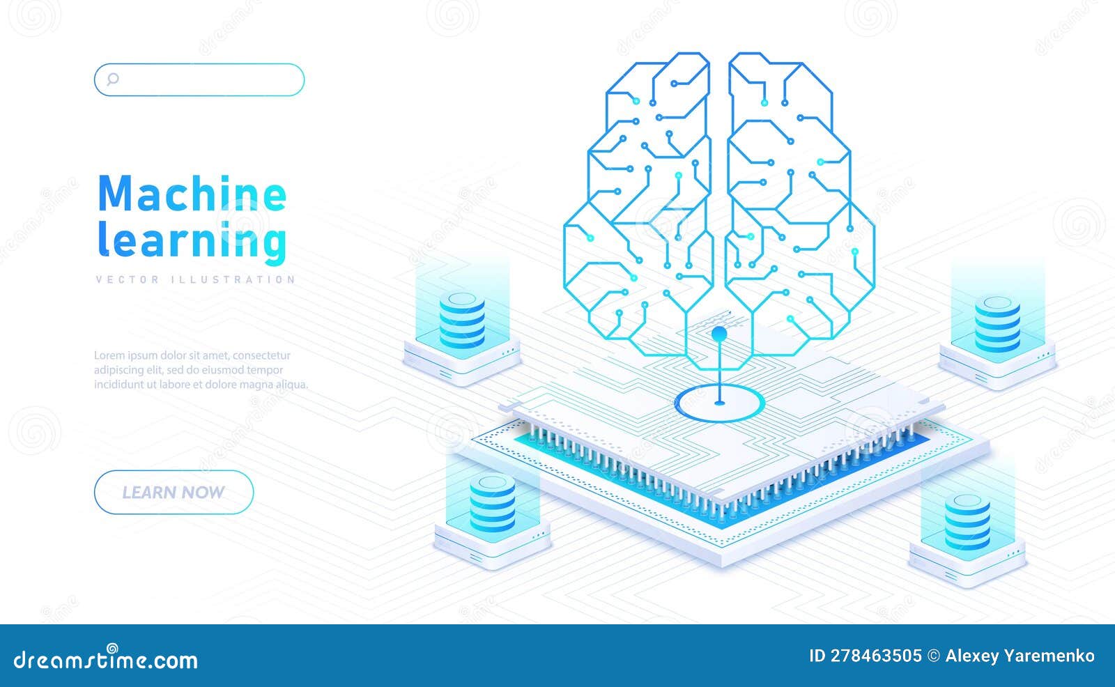 Machine Learning White Banner Stock Vector - Illustration of business ...