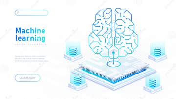 Machine Learning White Banner Stock Vector - Illustration of business ...