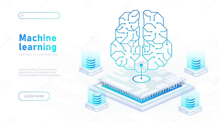 Machine Learning White Banner Stock Vector - Illustration of business ...