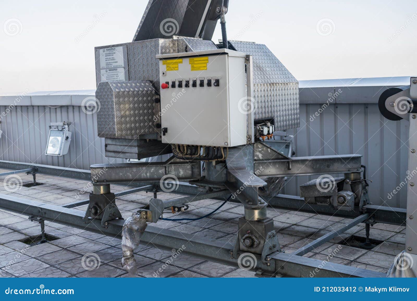 The Machine for Lifting Loads is on the Railway. Machine Control Panel ...
