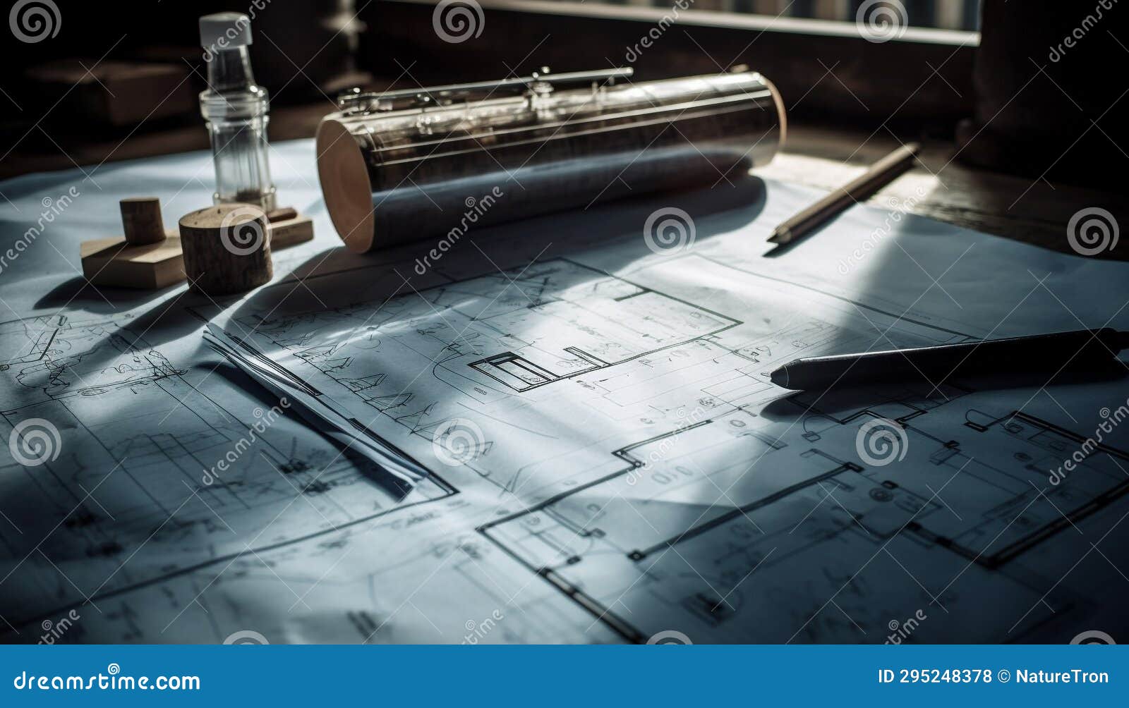 Machine and Tools Tools on a Blueprint Machine Stock Illustration ...