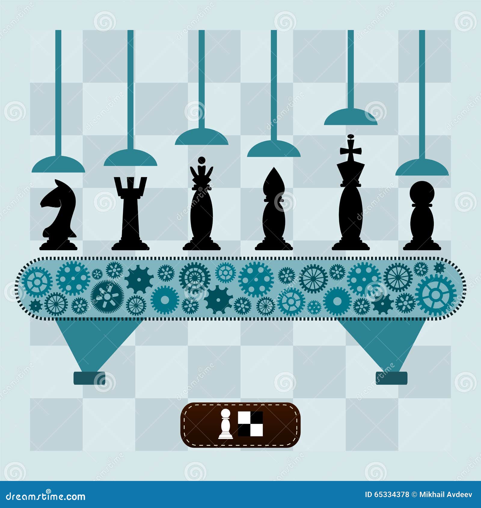 The Machine Makes the Chess Pieces. Stock Vector - Illustration of ...