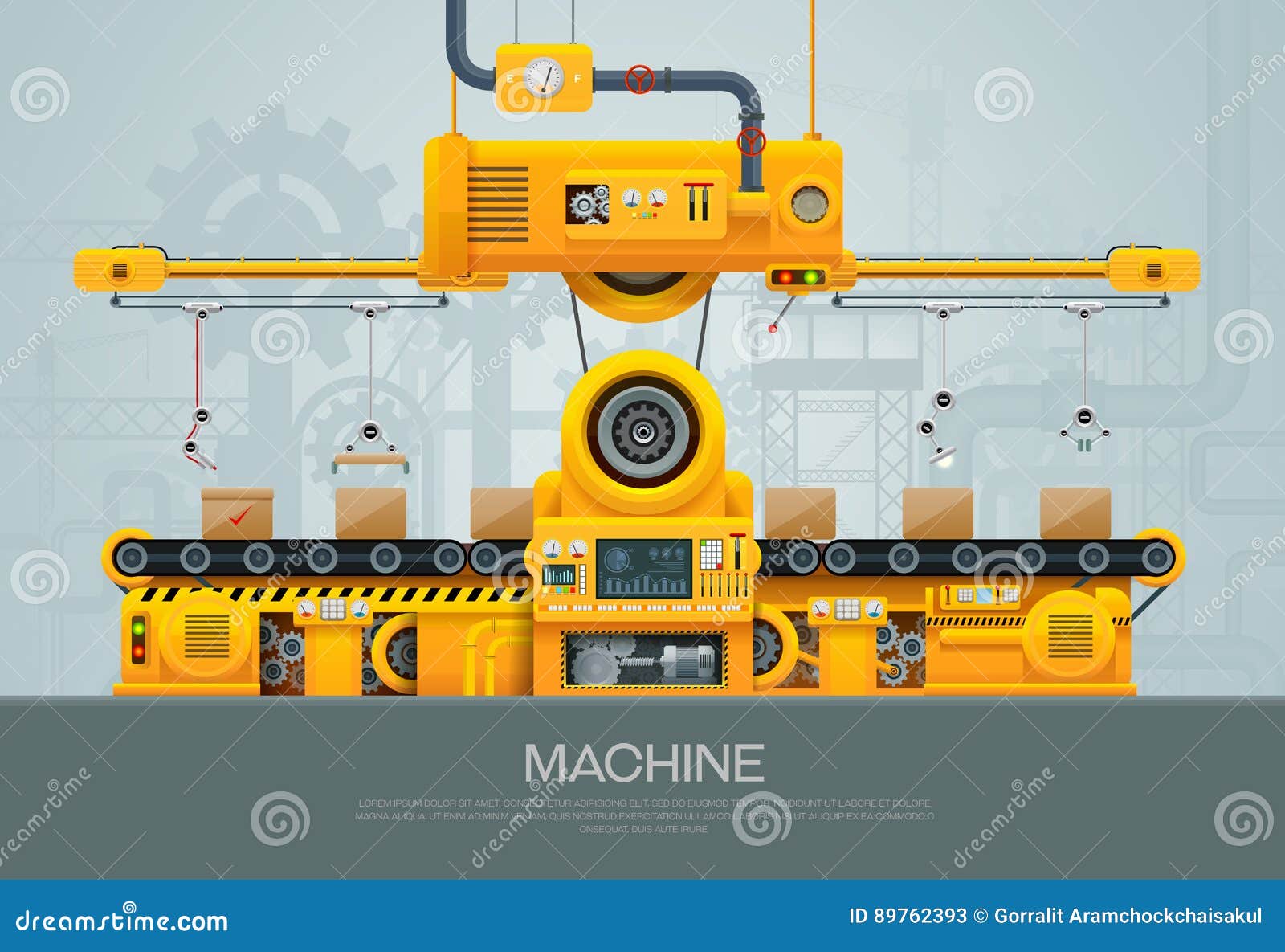 Machine and Manufacture Machinery Factory Vector Stock Vector ...