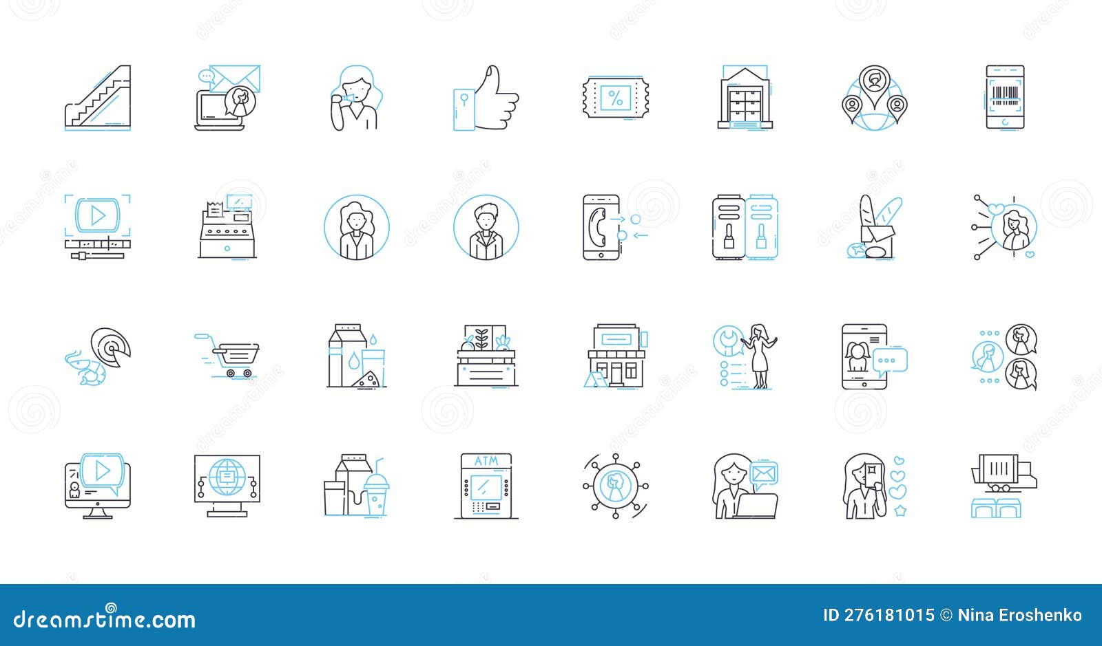 Machine Marketing Linear Icons Set. Automation, Optimization ...