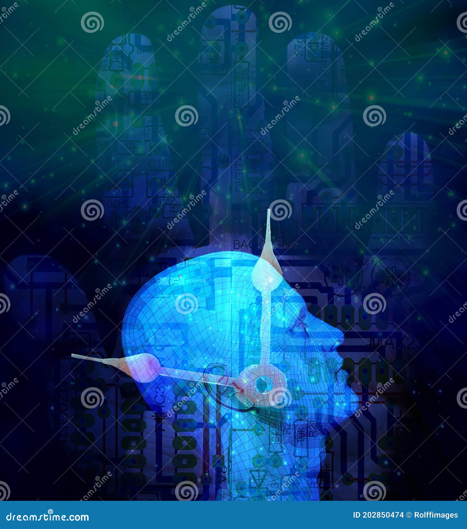 Machine Mind Concept stock illustration. Illustration of meditation ...