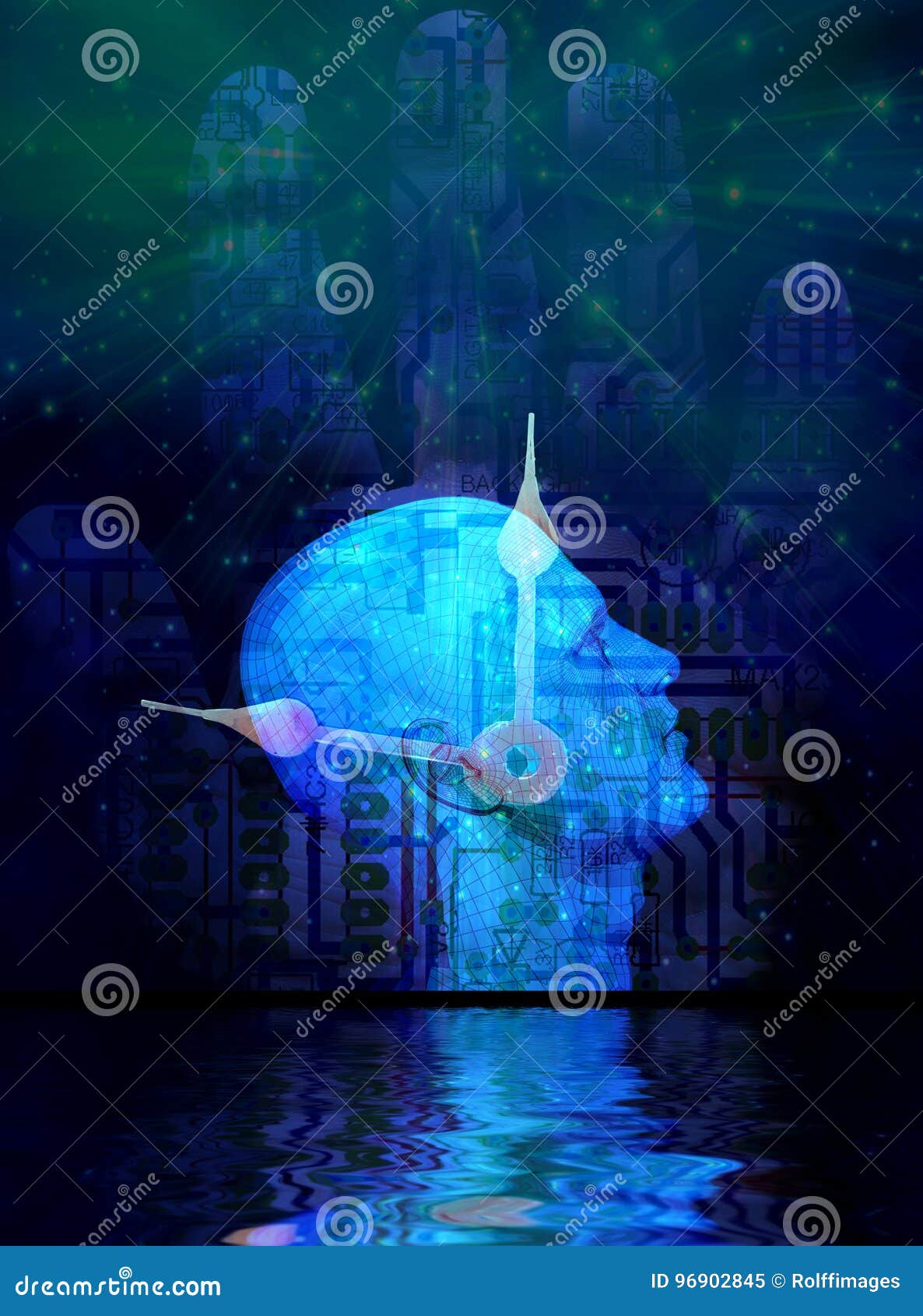 Machine Mind stock illustration. Illustration of human - 96902845