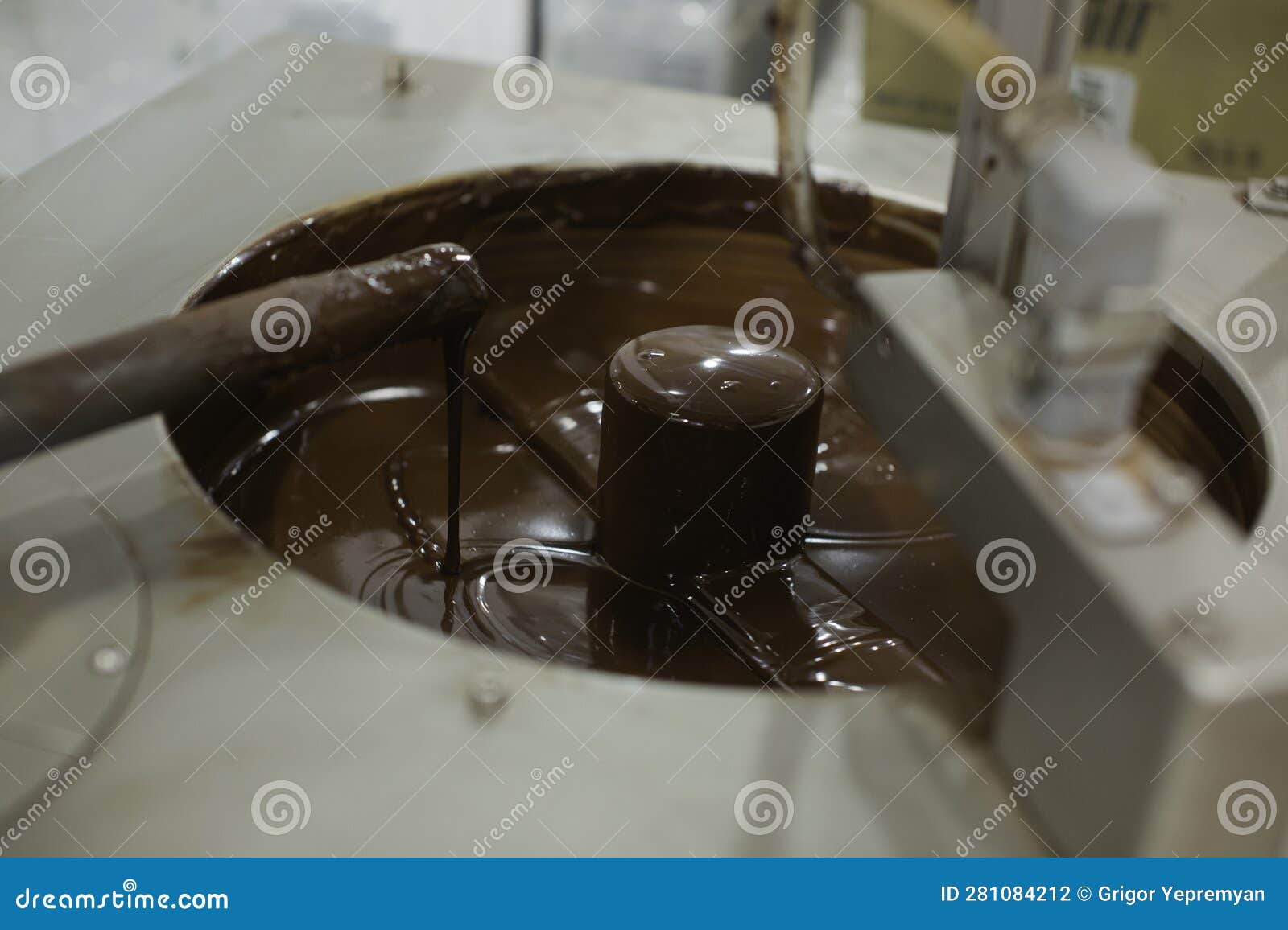 Machine for Mixing Chocolate. Close Up Stock Photo - Image of ...