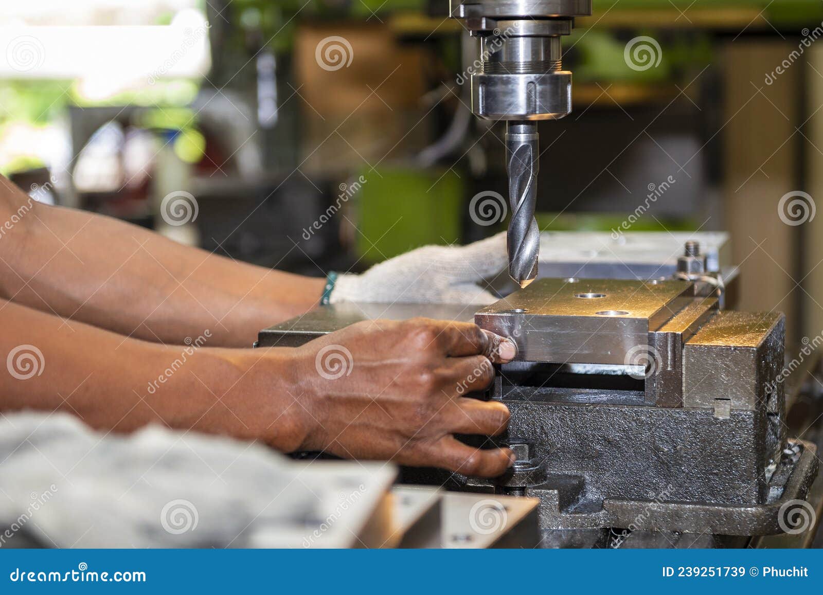 The Machine Operator Hold the Metal Plate with NC Milling Machine Stock ...
