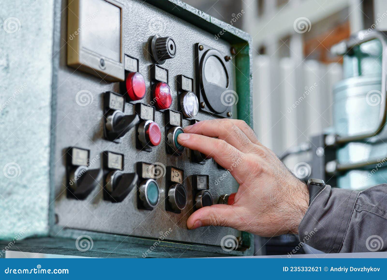 The Machine Operator of a Metalworking Machine Switches Switches and ...