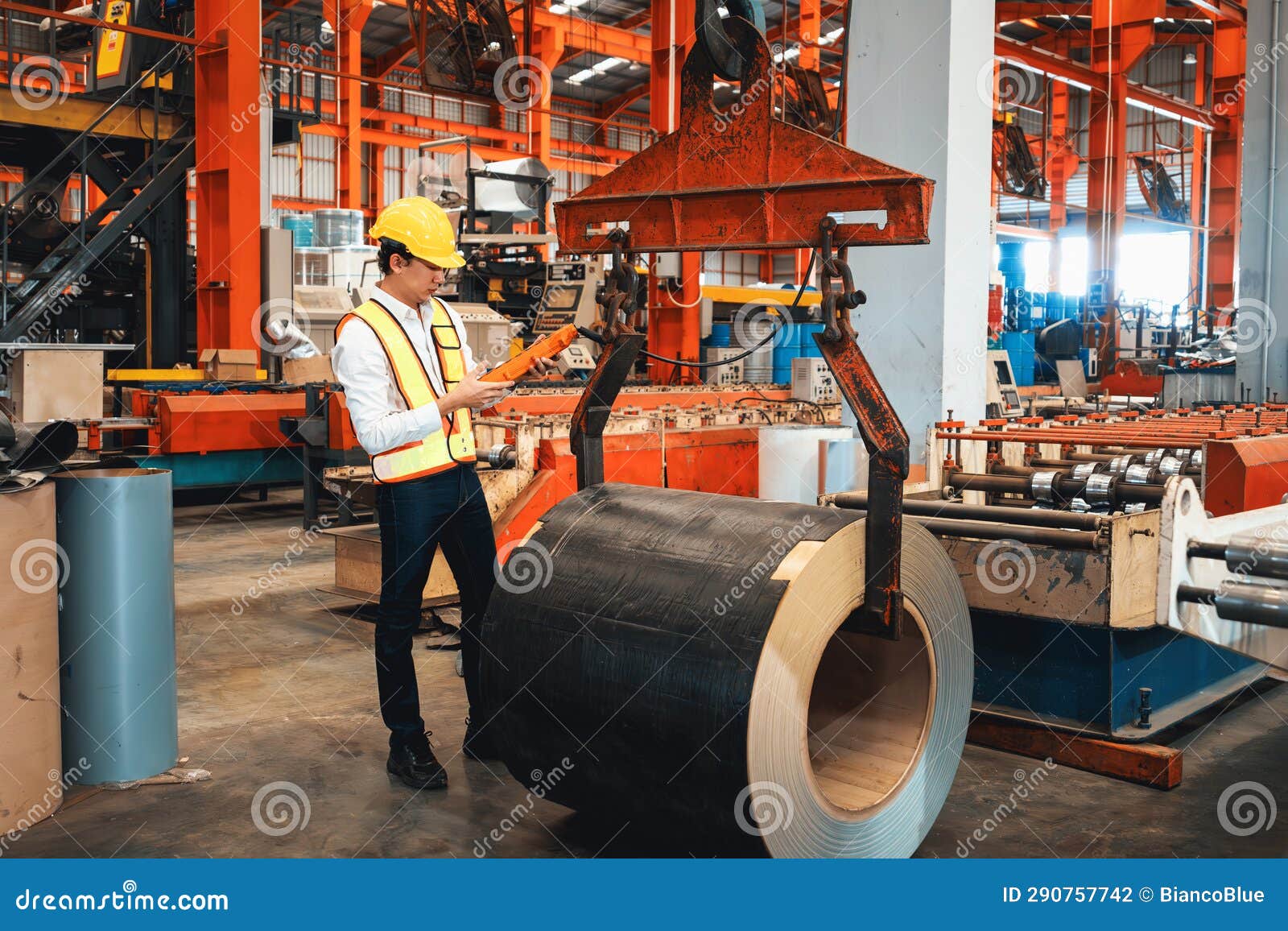 Machine Operator Skillfully Operate Steel Forming Machinery ...