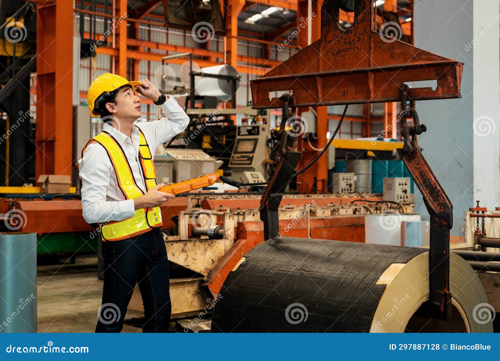 Machine Operator Skillfully Operate Steel Forming Machinery ...