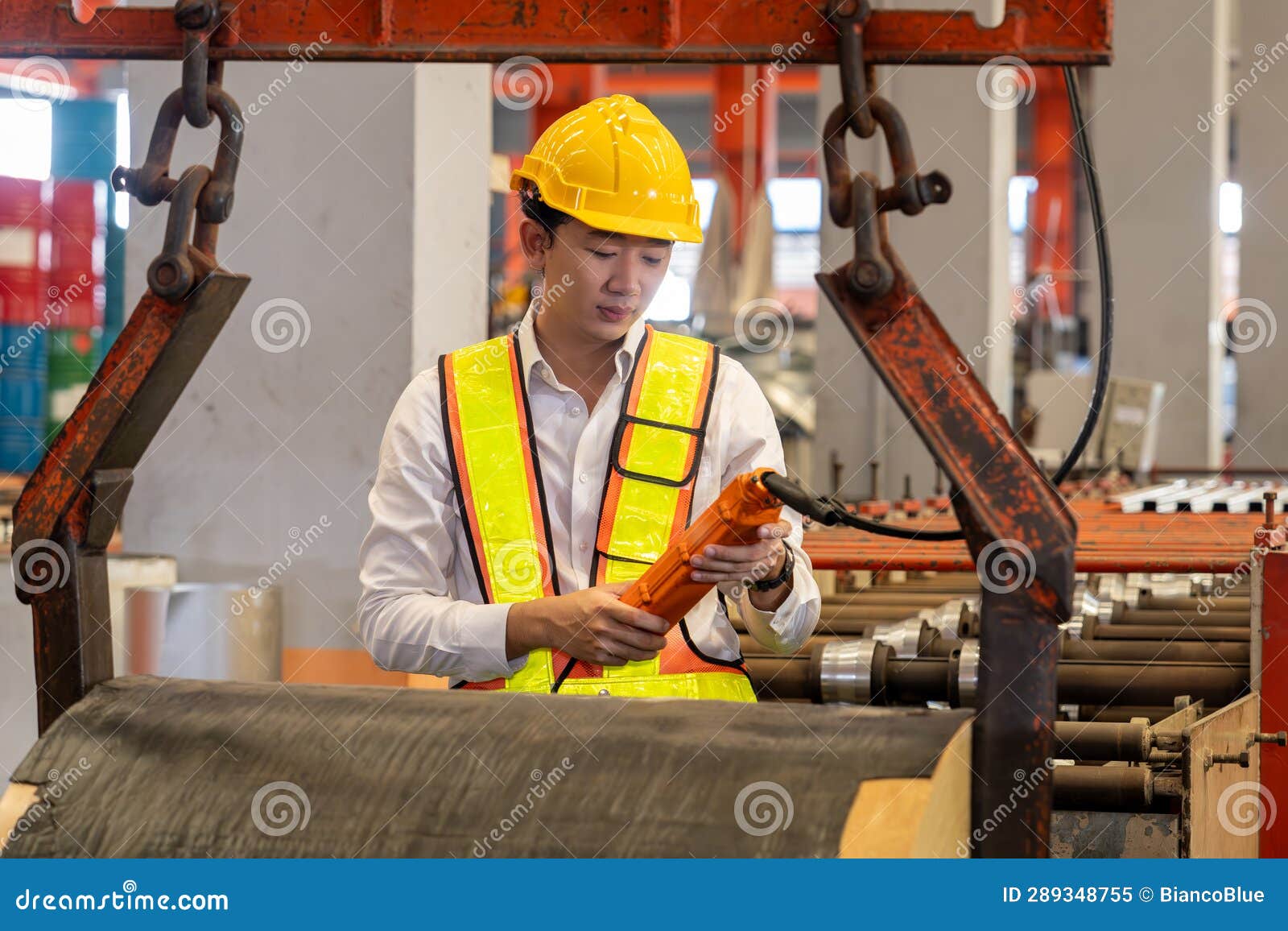 Machine Operator Skillfully Operate Steel Forming Machinery ...